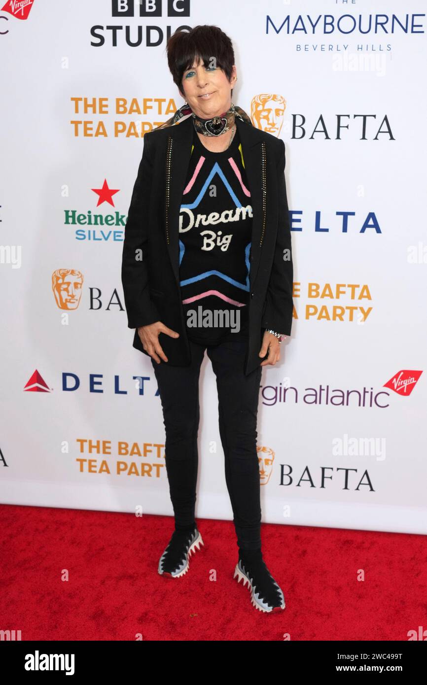 Diane Warren arrives at the BAFTA Tea Party on Saturday, Jan. 13, 2024 ...