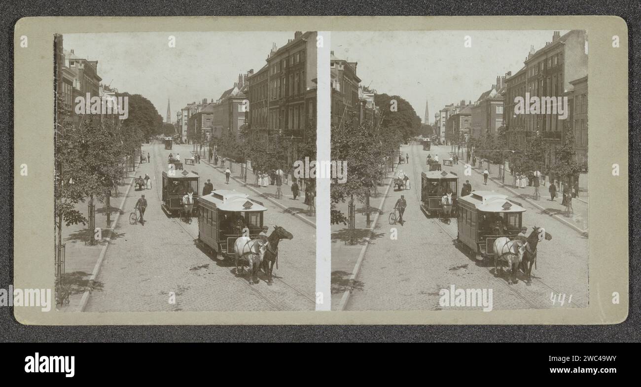 Street scene with horse trams in The Hague, Wilhelm Frederick Antonius ...