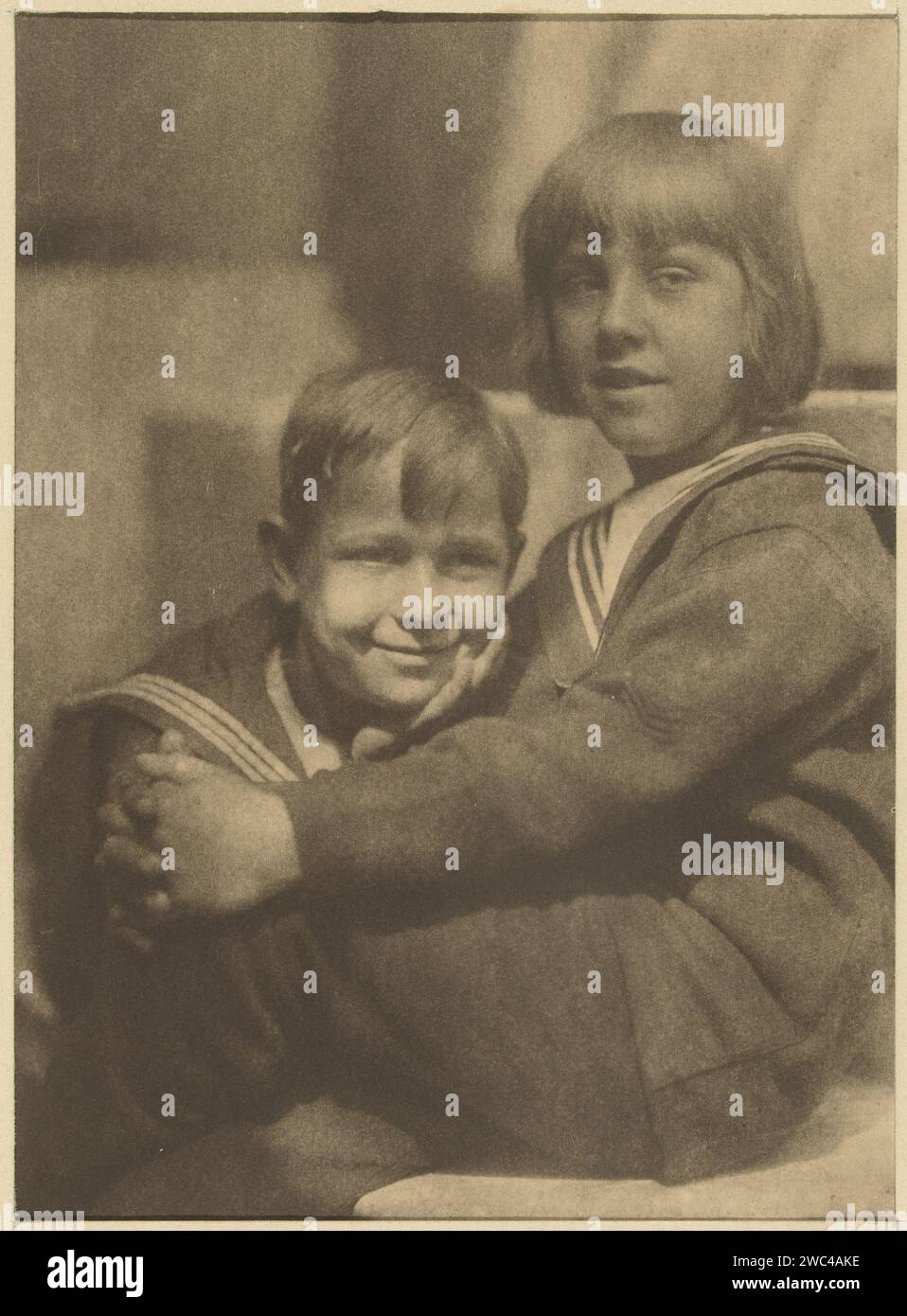 Portrait of a boy and a girl in sailor suits, Jacob Merkelbach, 1910 ...