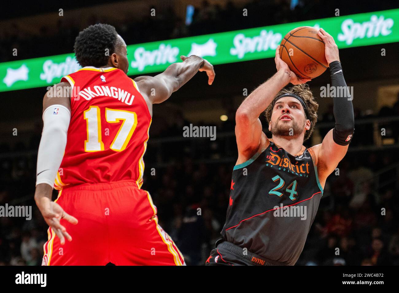 Washington Wizards forward Corey Kispert (24) shoots against Atlanta ...
