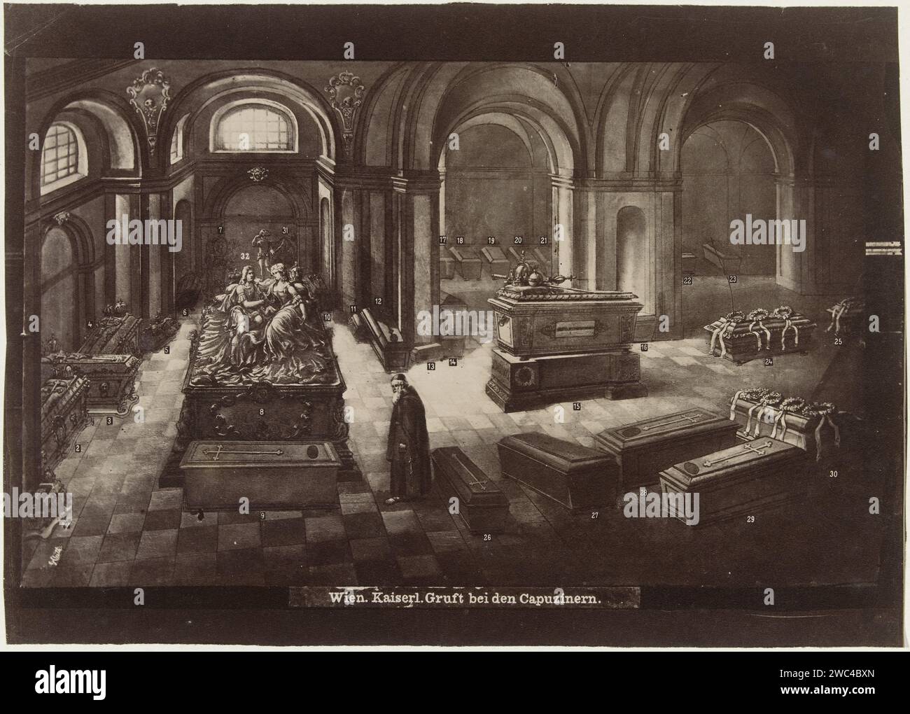 Photo production of a drawing of the imperial burial cellar under the ...