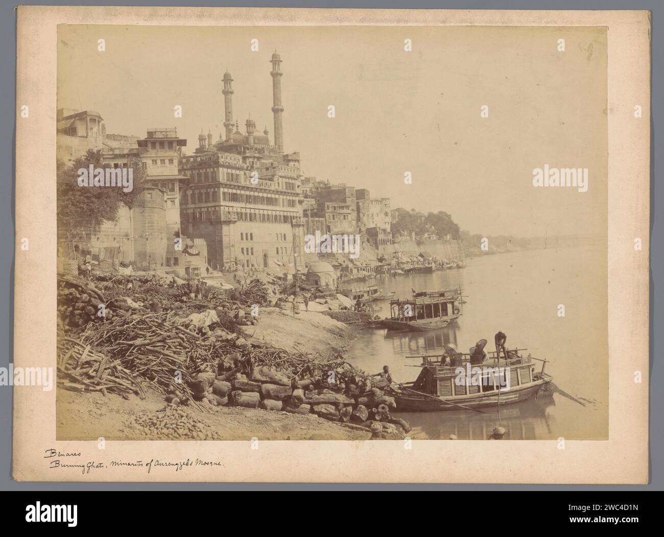Ritual cremation stacks on the Ganges at the ghats of Varanasi, Uttar ...
