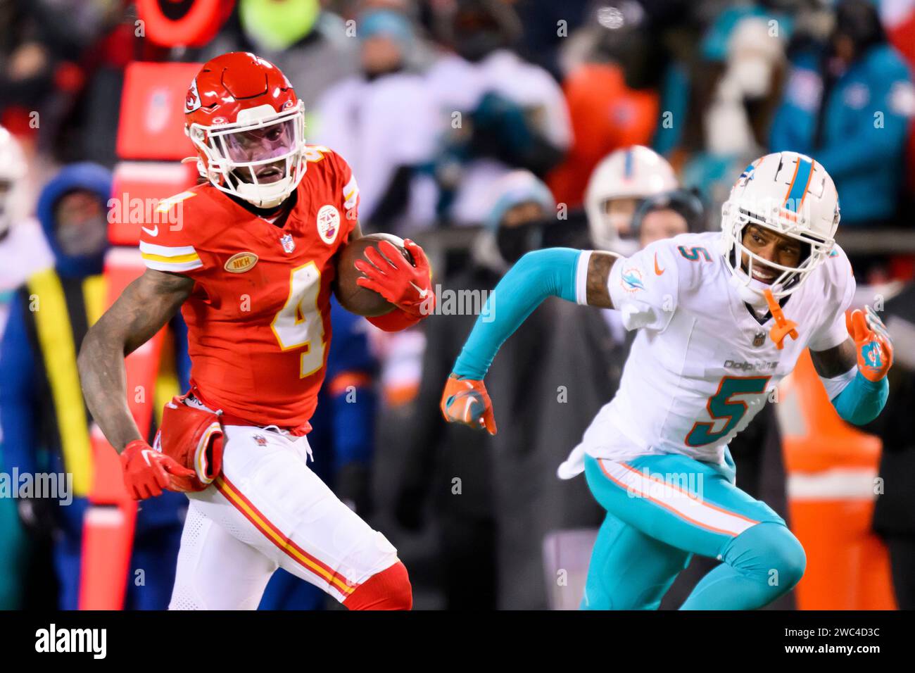 Miami Dolphins cornerback Jalen Ramsey (5) chases Kansas City Chiefs ...