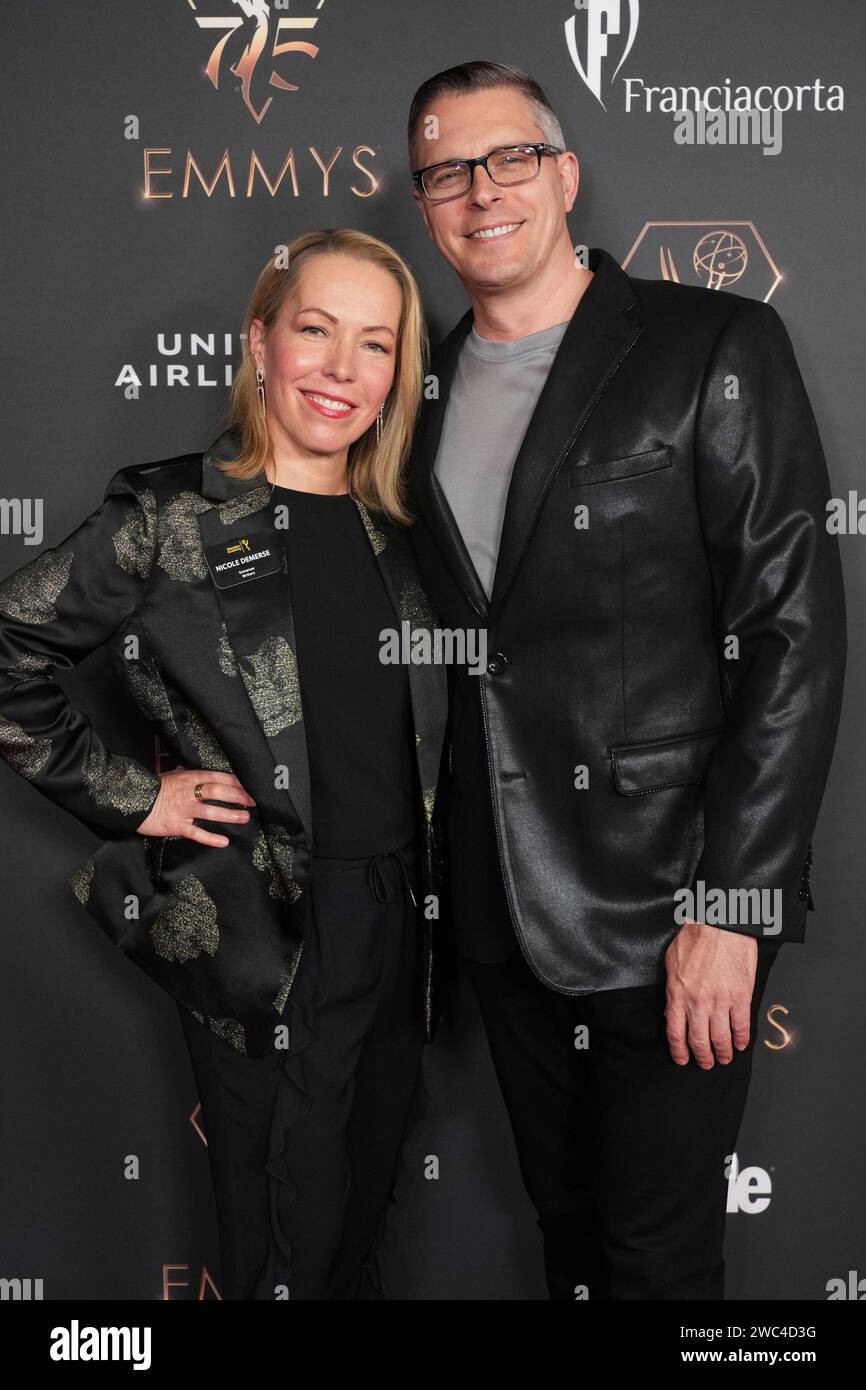 Nicole Demerse, left, and Alex Bull attend the 75th Emmy Awards ...