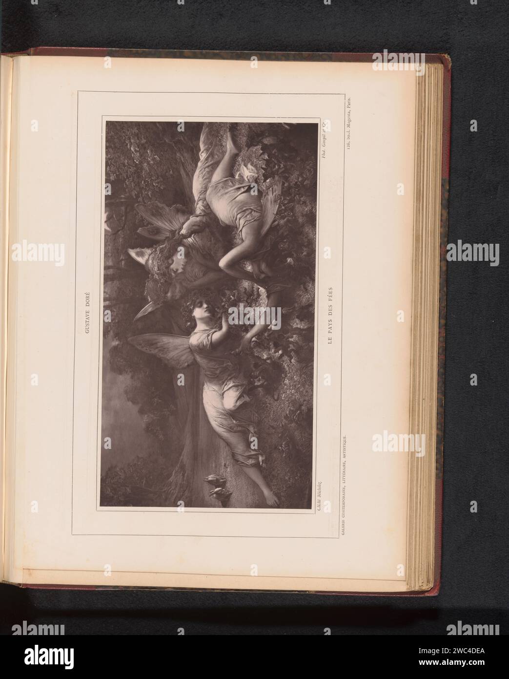 Reproduction of a design of a landscape with four fairies by Gustave ...