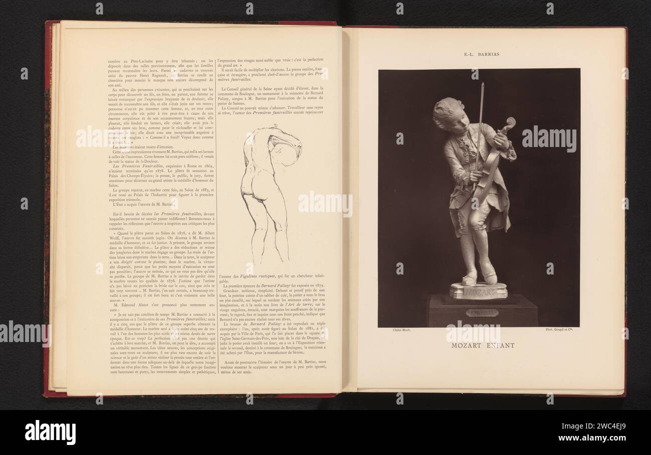 Sculptuur 'Mozart enfant' door Louis-Ernest Barrias, Adolphe Block ...