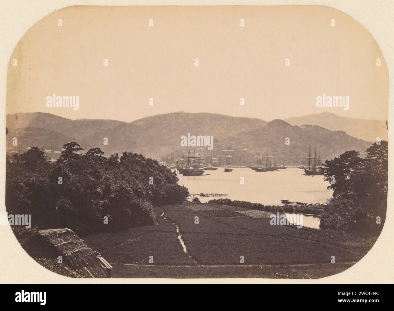 View of the bay of Nagasaki, Antoon Bauduin (attributed to), 1862 ...