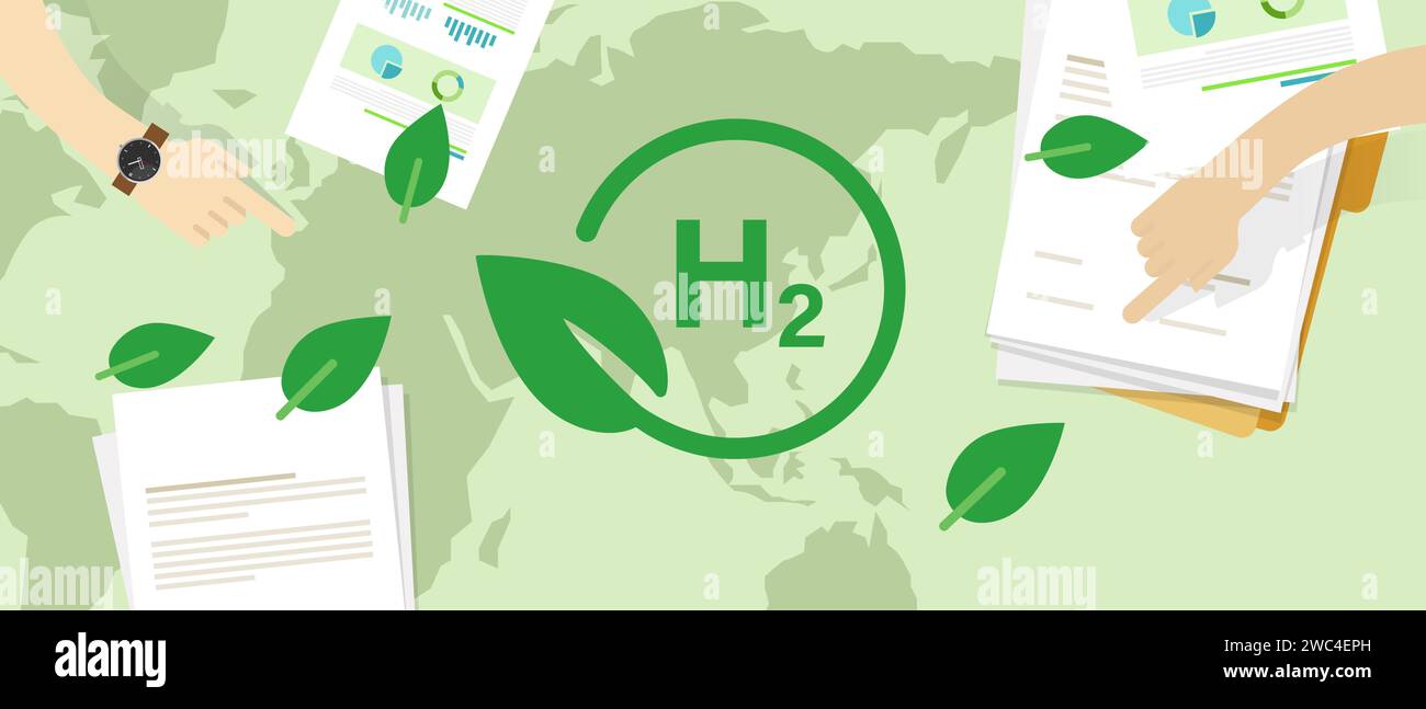 Hydrogen H2 alternative eco green energy concept illustration ...