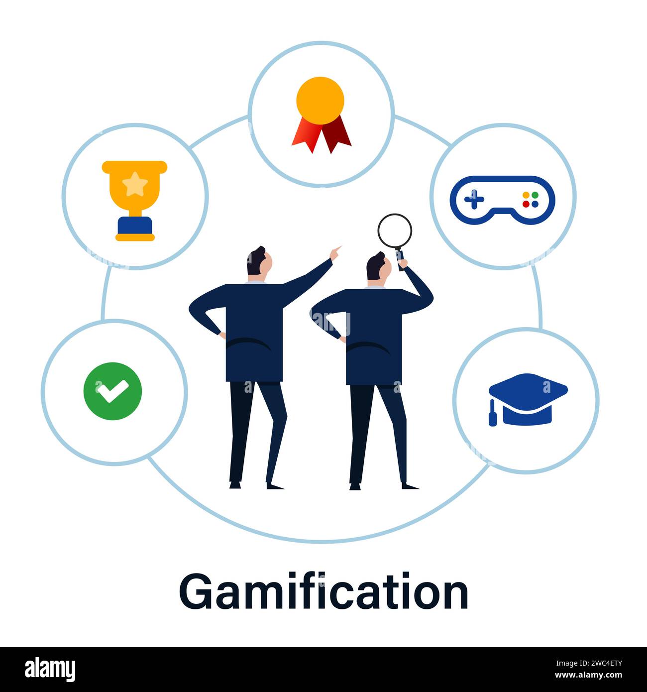 Gamification Concept Interactive Icon Set In Business Application And Operation Integrating Game
