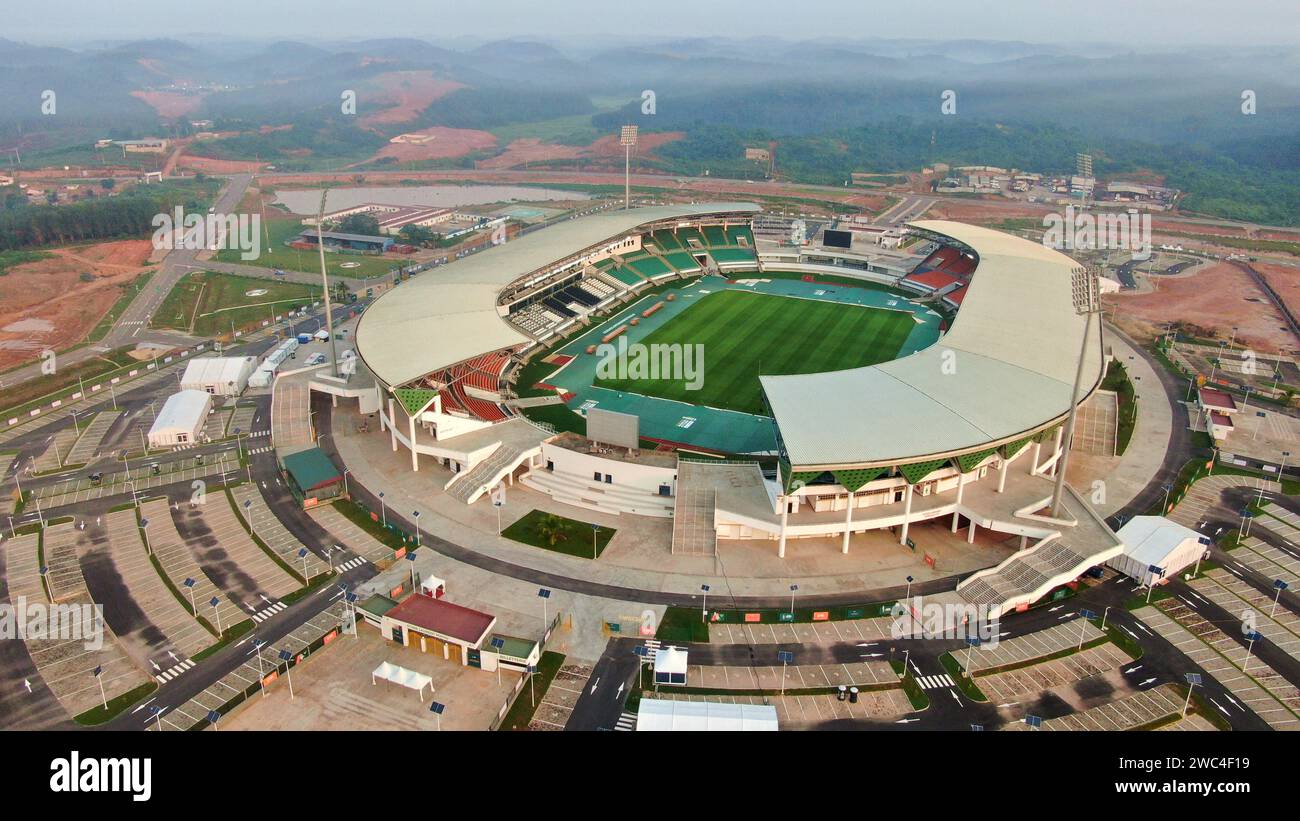 San Pedro. 14th Jan, 2024. An aerial photo taken on Jan. 13 shows the ...