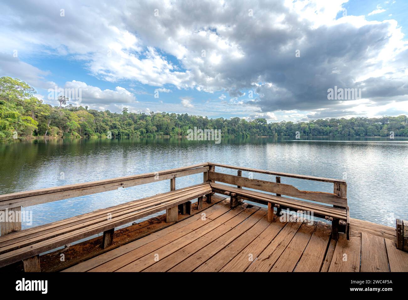 Lake Yeak Laom, Krong Ban Lung, Cambodia, view of Yeak Lom lake with ...