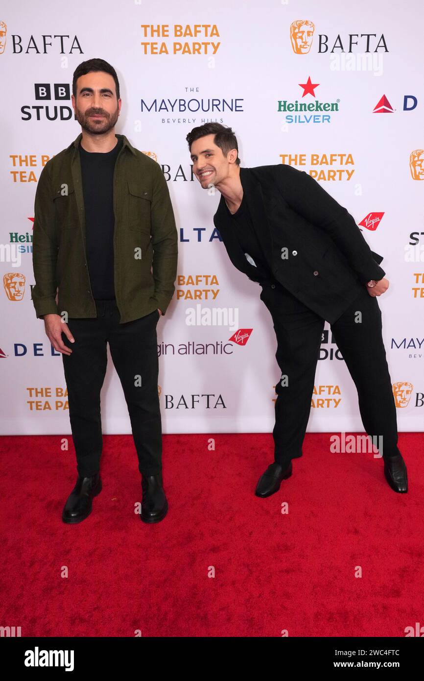 From left, Brett Goldstein and Phil Dunster arrive at the BAFTA Tea ...