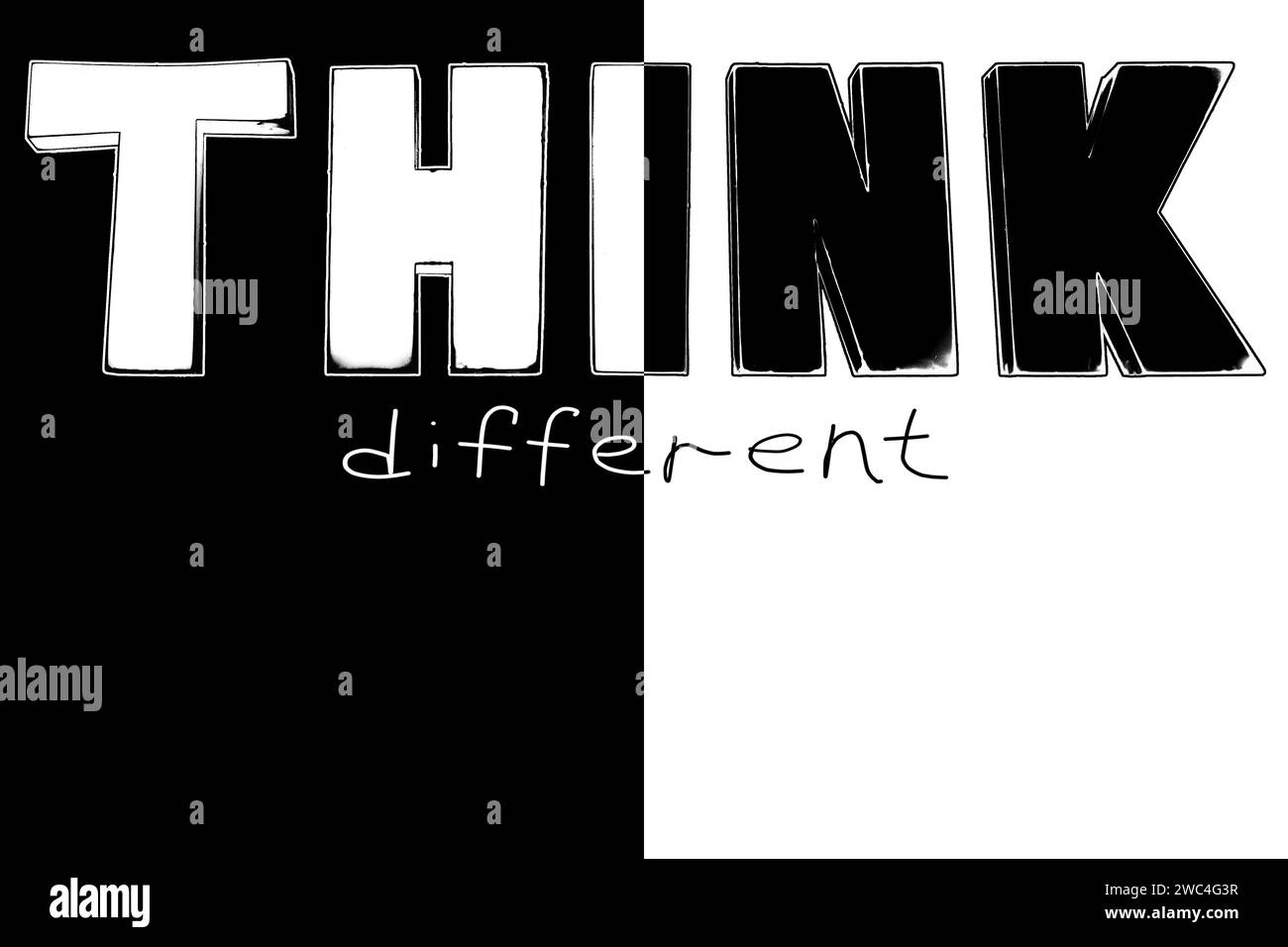 Think different, think outside box, stand out from crowd, outstanding ...