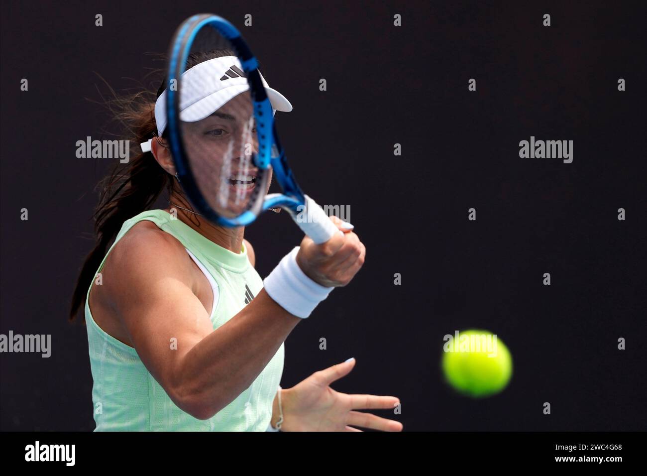 Elina Avanesyan of Russia plays a forehand return to Bai Zhuoxuan of ...