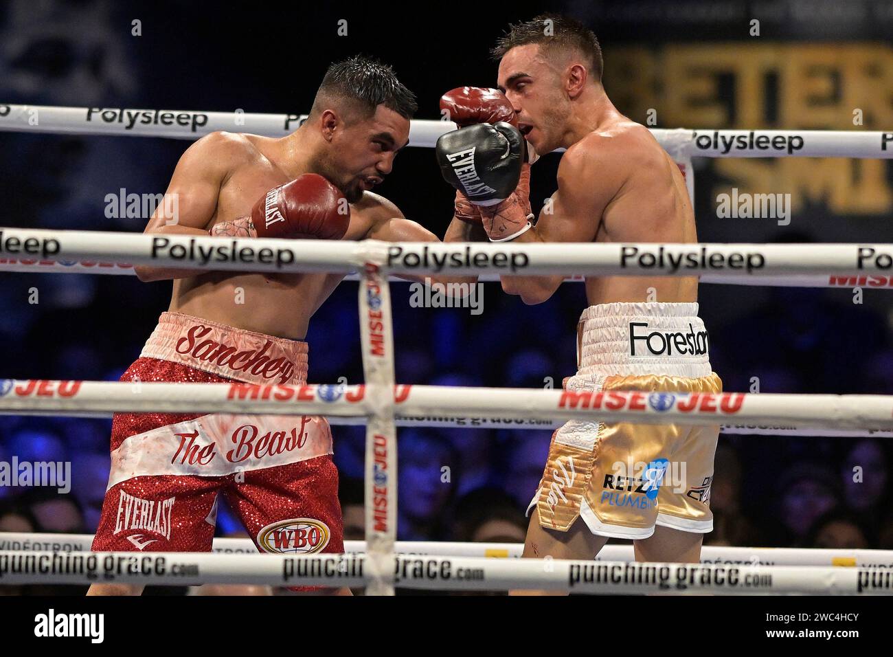 Quebec, Canada. 13th Jan, 2024. Jason Moloney, right, and Saul Sanchez ...