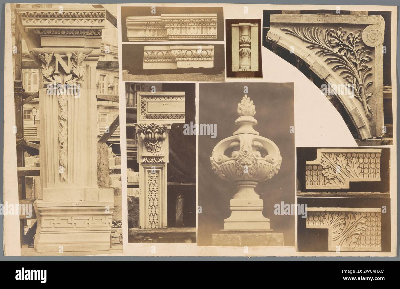 Nine plaster models of construction fragments by Claude Leprêtre ...