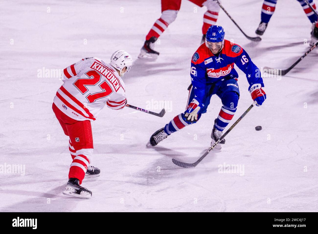 Charlotte, NC, USA. 13th Jan, 2024. Charlotte Checkers Santtu Kinnunen ...