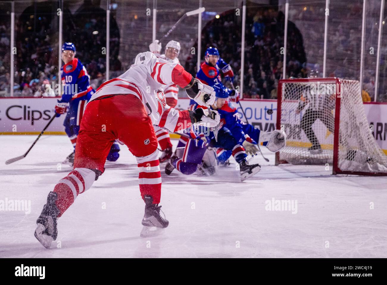 Charlotte, NC, USA. 13th Jan, 2024. Charlotte Checkers Uvis Balinskis ...