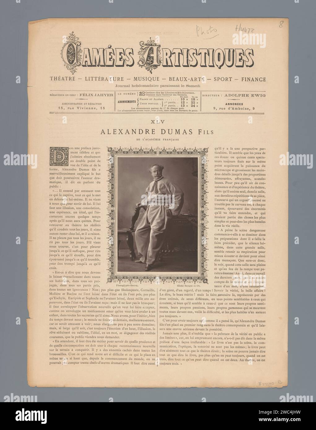 Portret Van Alexandre Dumas, Wilhelm Benque, c. 1875 - in or before ...