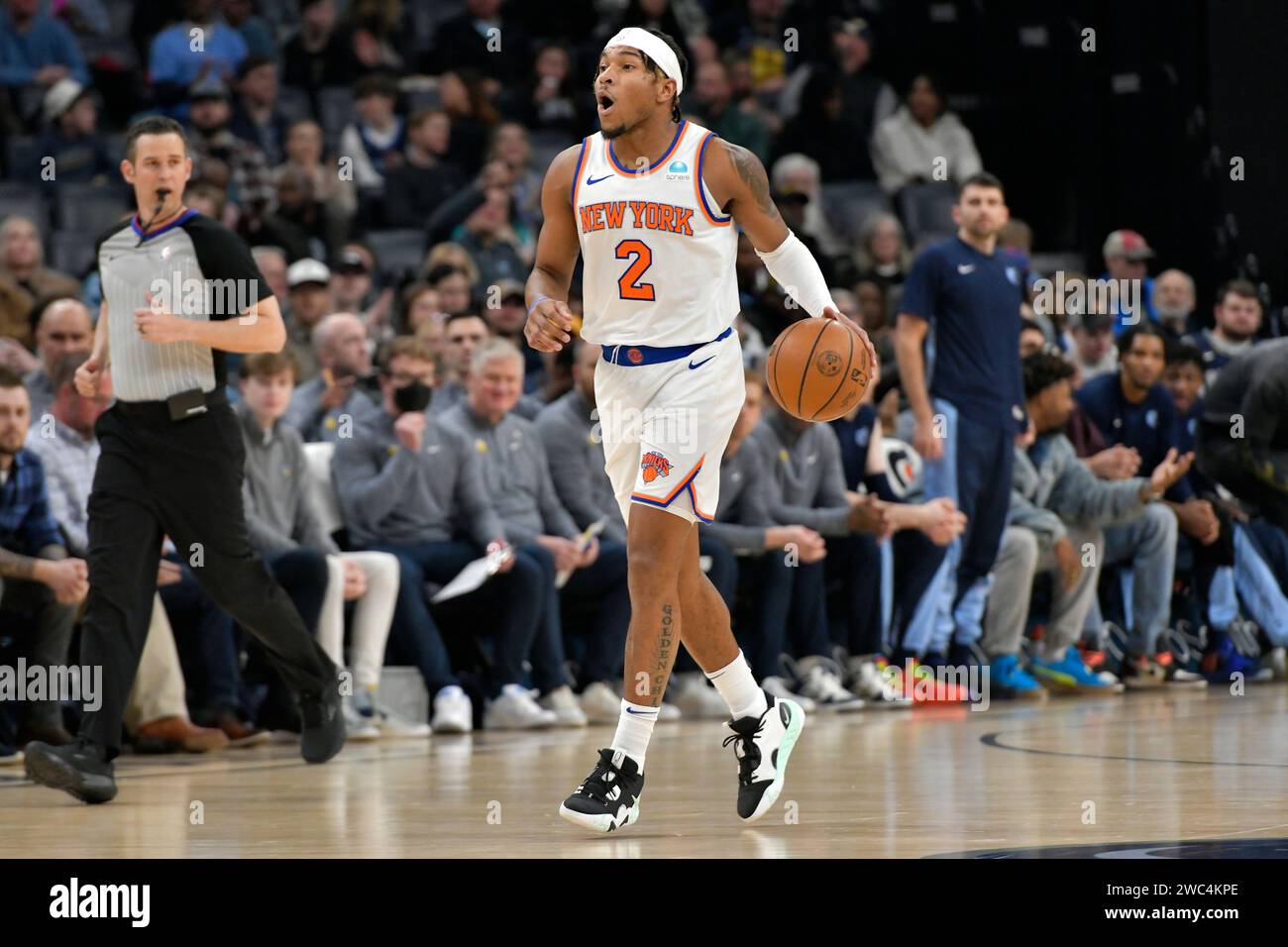 New York Knicks guard Miles McBride (2) plays in the first half of an ...
