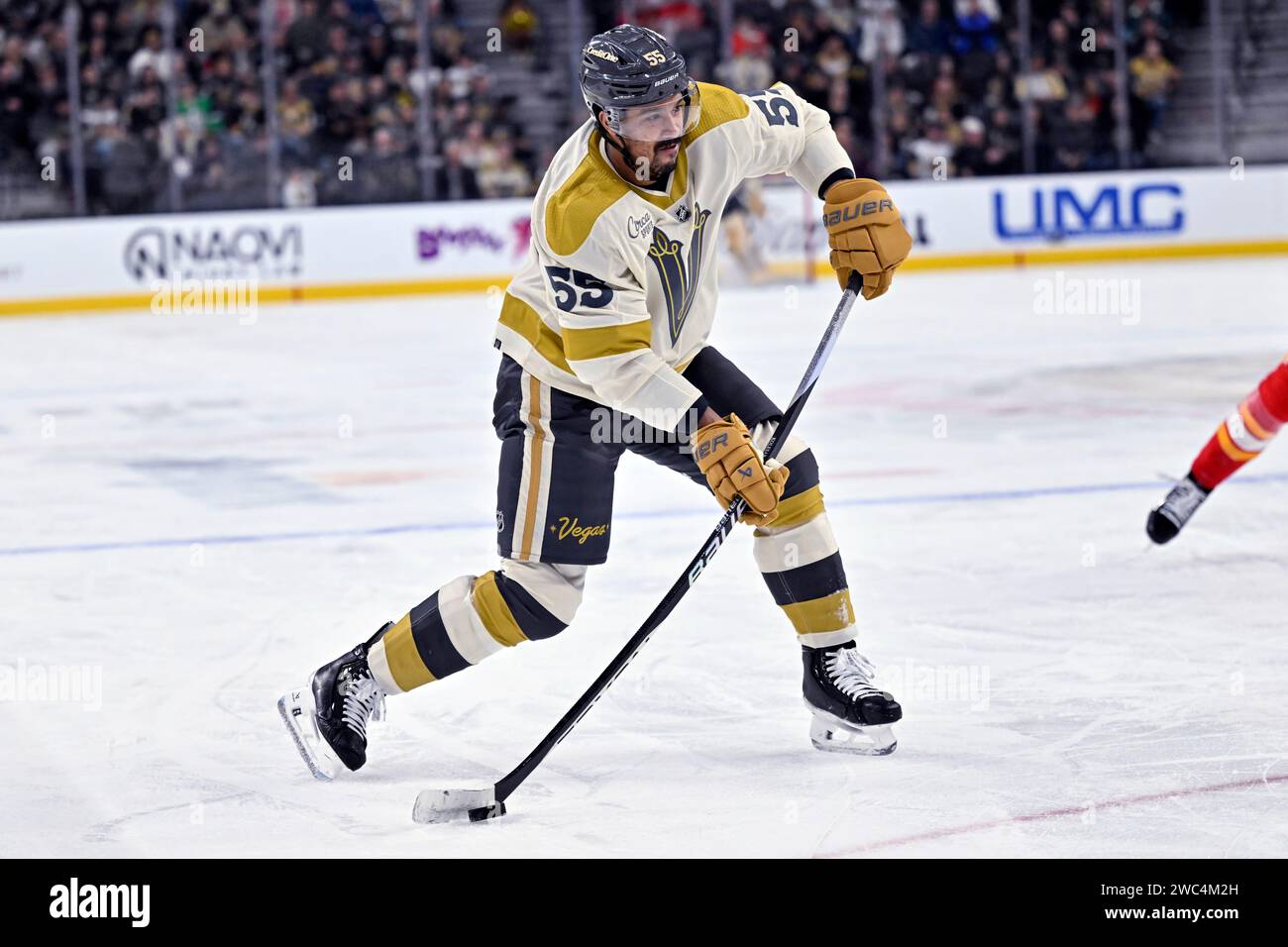 Vegas Golden Knights right wing Keegan Kolesar (55) shoots against the ...