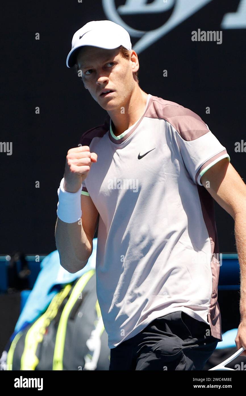 Melbourne, Victoria, Australia. 14th Jan, 2024. Jannik Sinner ( ITA) In ...