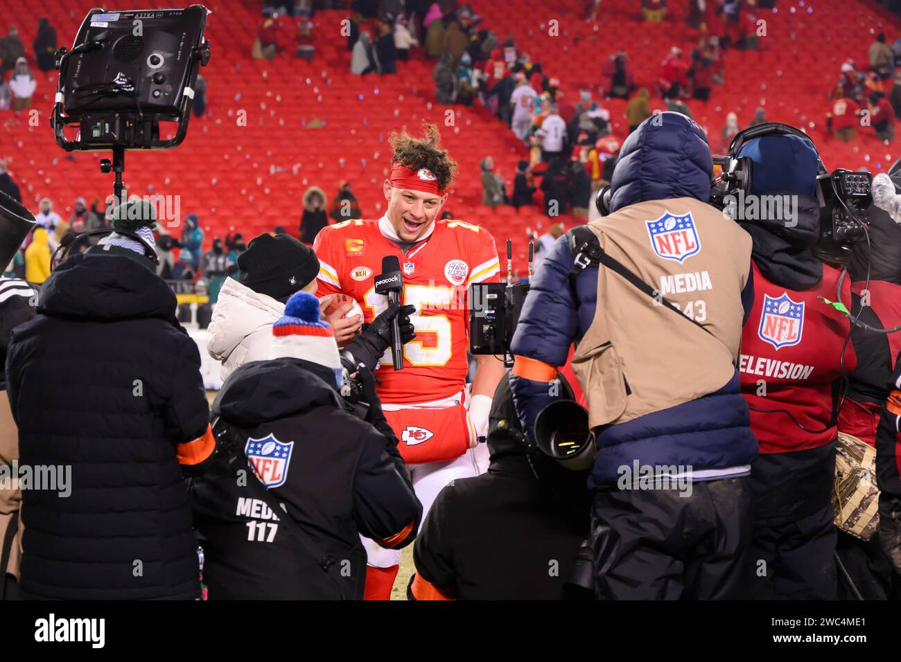 Kansas City Chiefs quarterback Patrick Mahomes is interviewed after ...