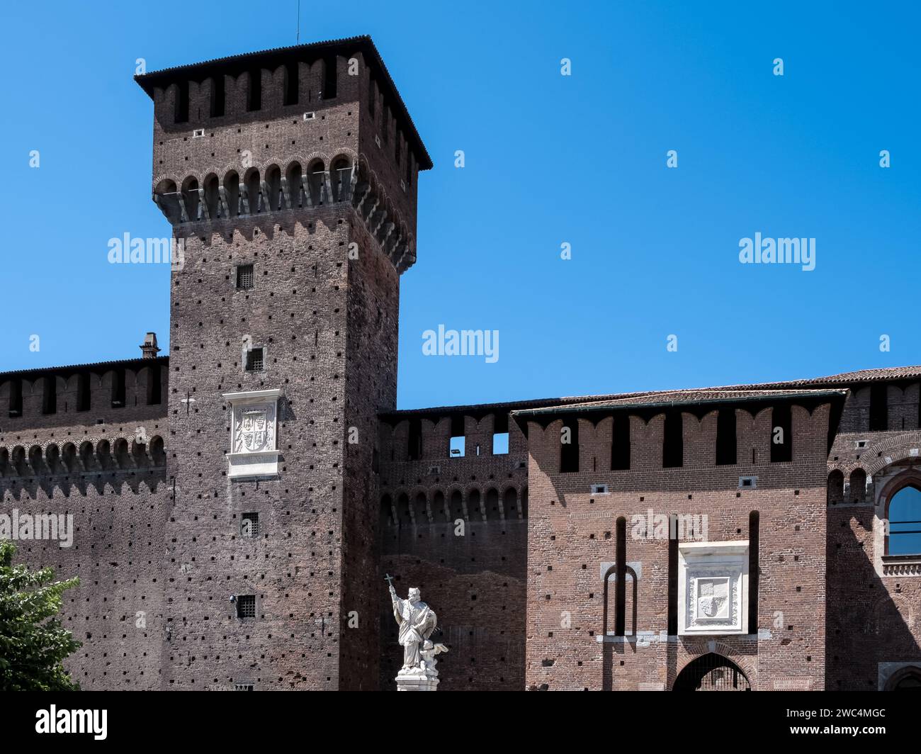 View of the Castello Sforzesco (Sforza's Castle), a medieval ...