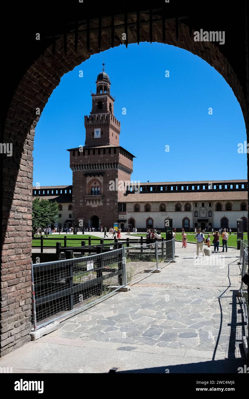 View of the Castello Sforzesco (Sforza's Castle), a medieval ...