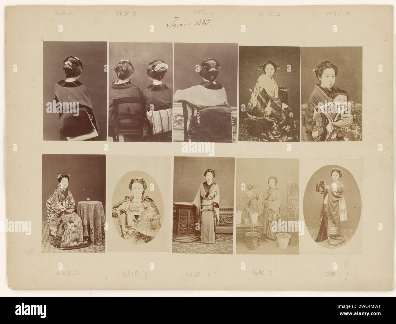 Double portrait of an unknown Japanese woman with child on their lap ...