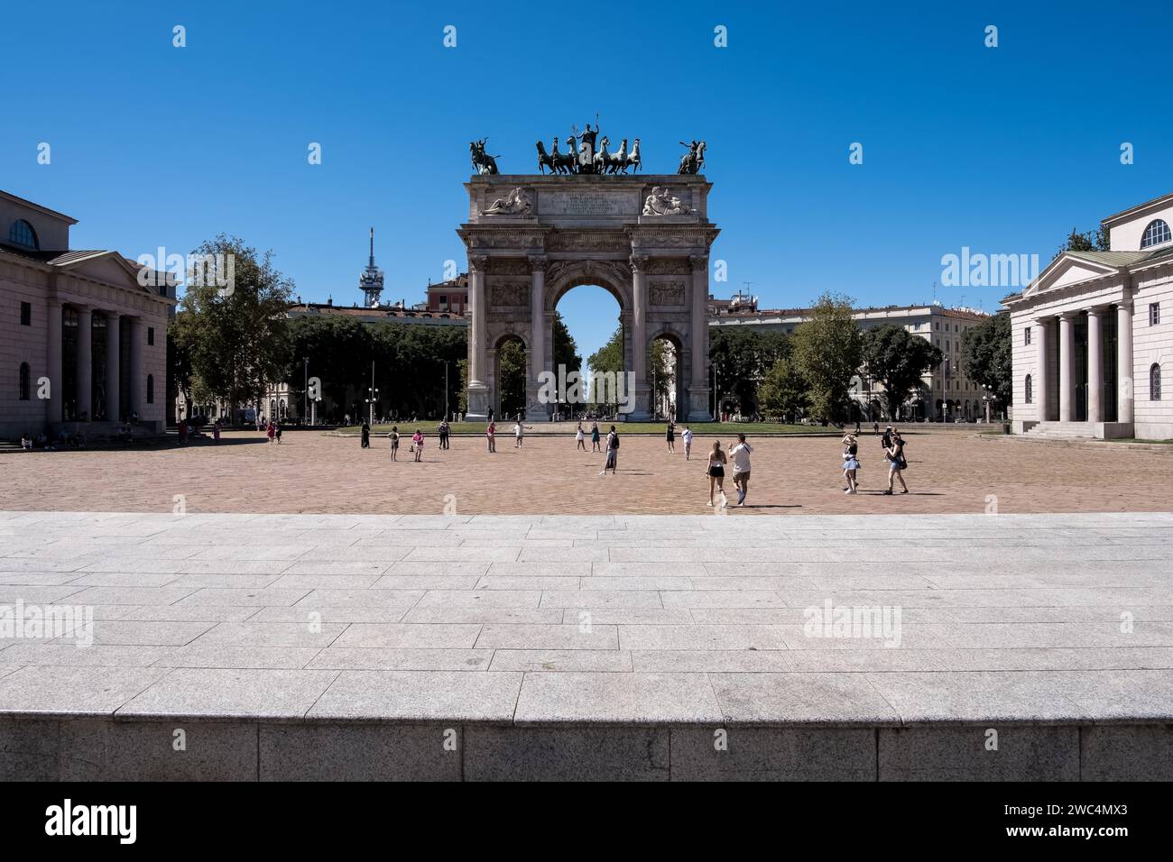 View of Porta Sempione ("Simplon Gate") and the Arco della Pace ("Arch ...