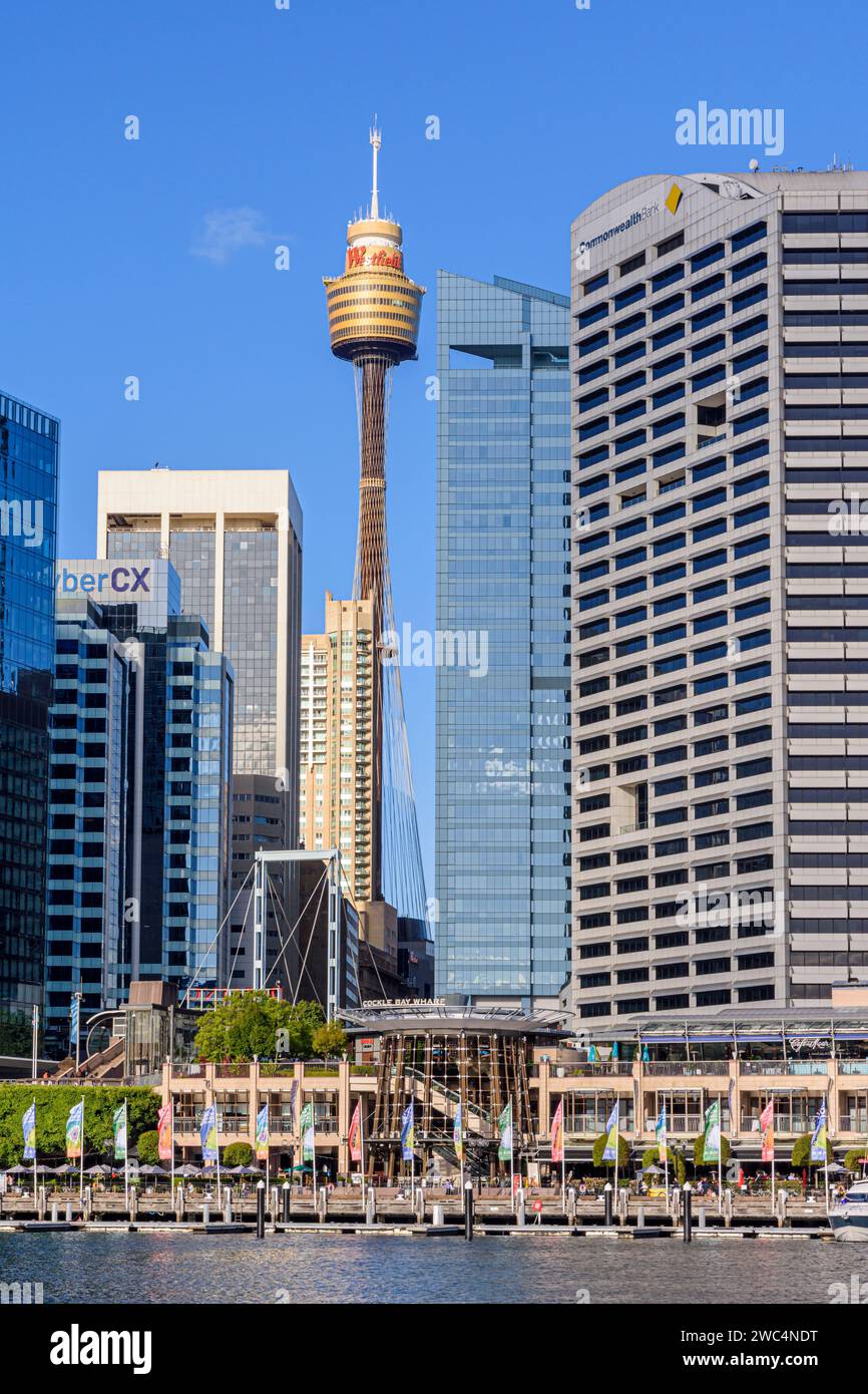 The Sydney Tower Eye looks over Cockle Bay Wharf at the southern end of ...