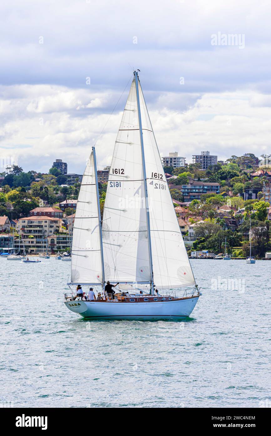 A yacht, type Cheoy Lee 47 Ketch on Sydney Harbour, Australia Stock ...