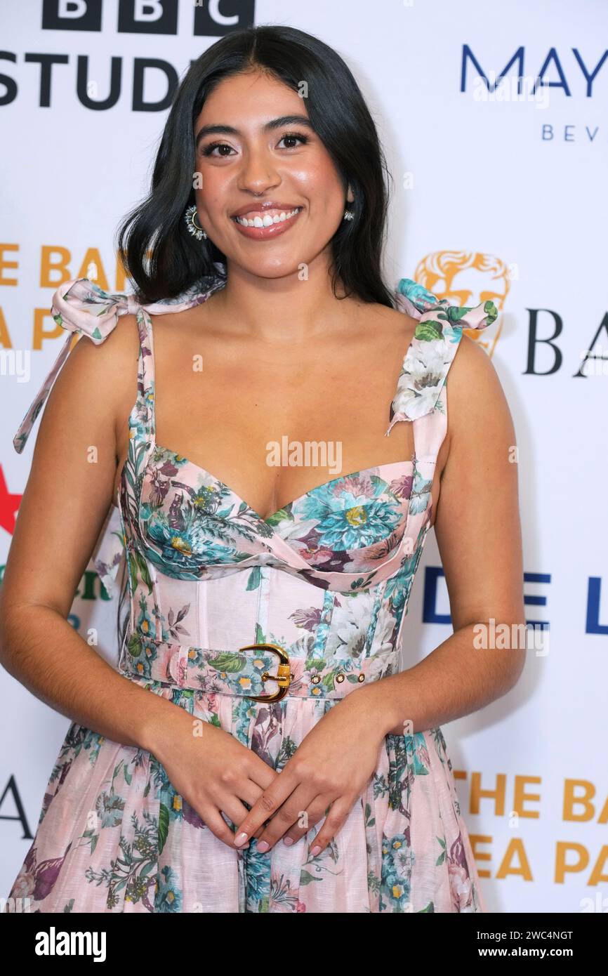 Aminah Nieves arrives at the BAFTA Tea Party on Saturday, Jan. 13, 2024 ...