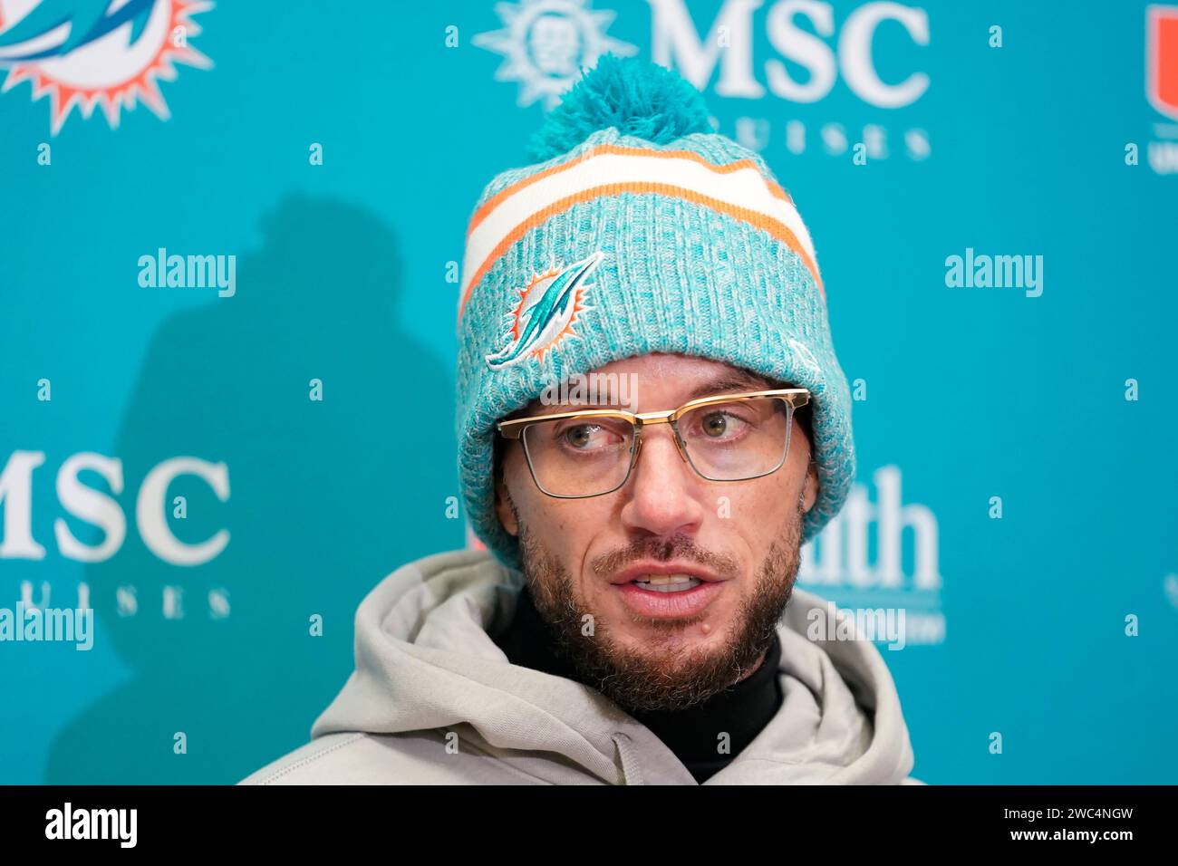 Miami Dolphins head coach Mike McDaniel speaks at a news conference ...