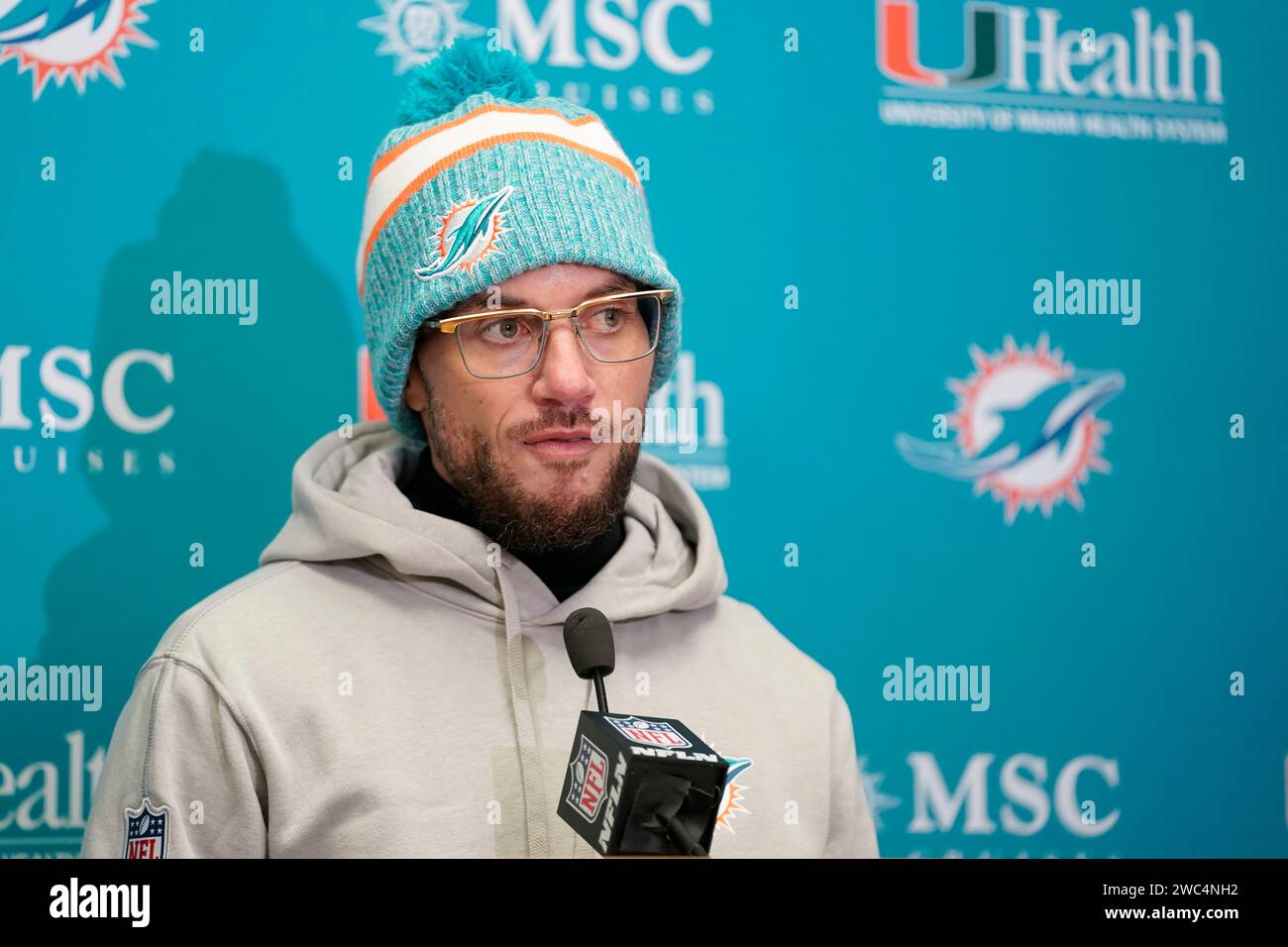 Miami Dolphins head coach Mike McDaniel speaks at a news conference ...