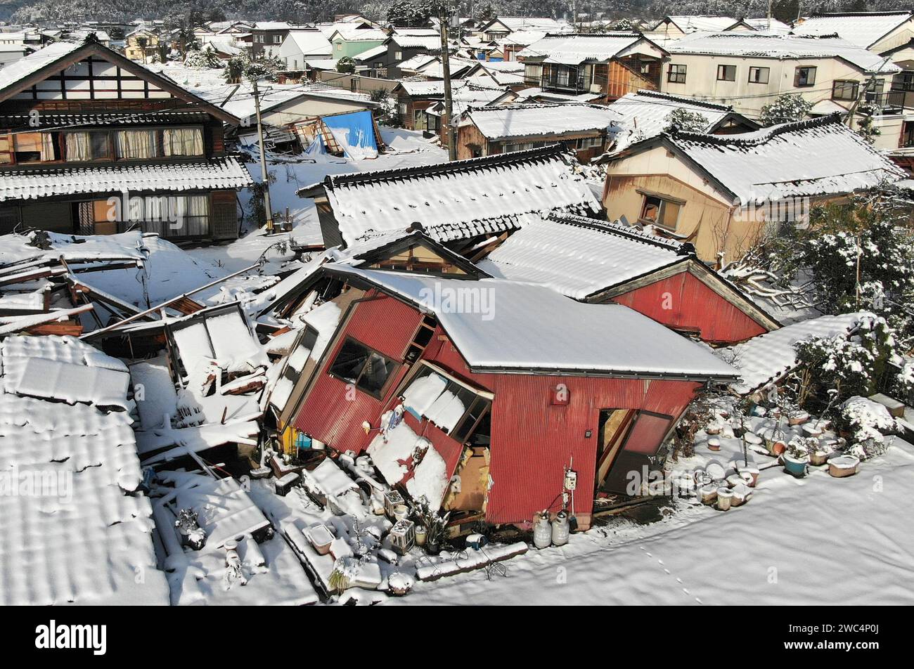 A photo shows a disaster-stricken area where was damaged by earthquake ...