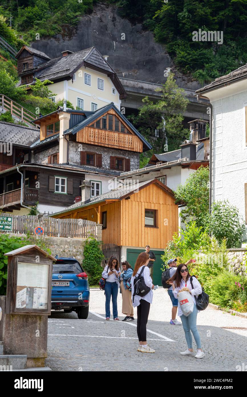 Hallstatt, Austria - June 17, 2023: A view of the street life of ...