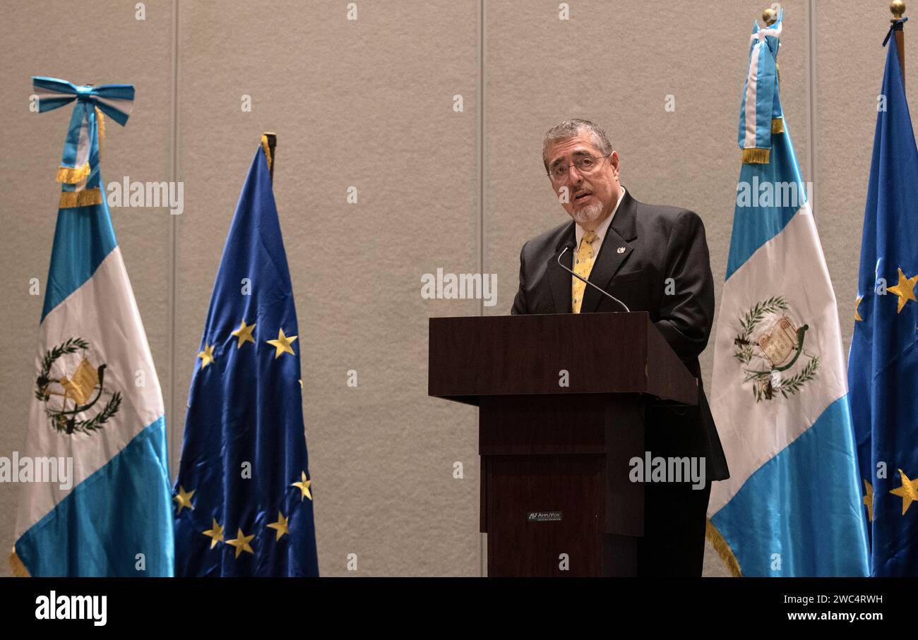 Guatemala Stadt, Guatemala. 13th Jan, 2024. Bernardo Arévalo ...