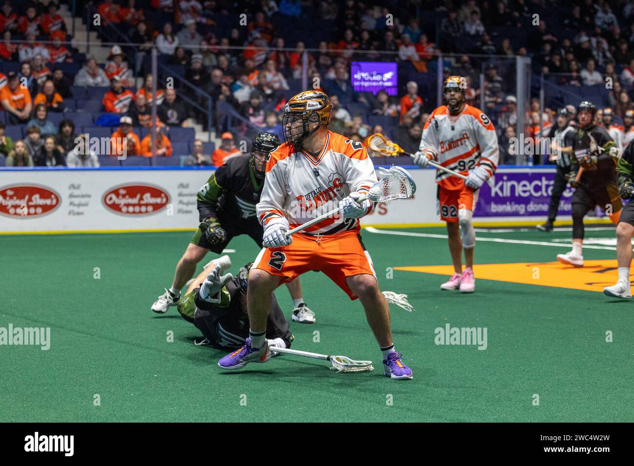 January 13th, 2024: Buffalo Bandits forward Chris Cloutier (2) runs in ...