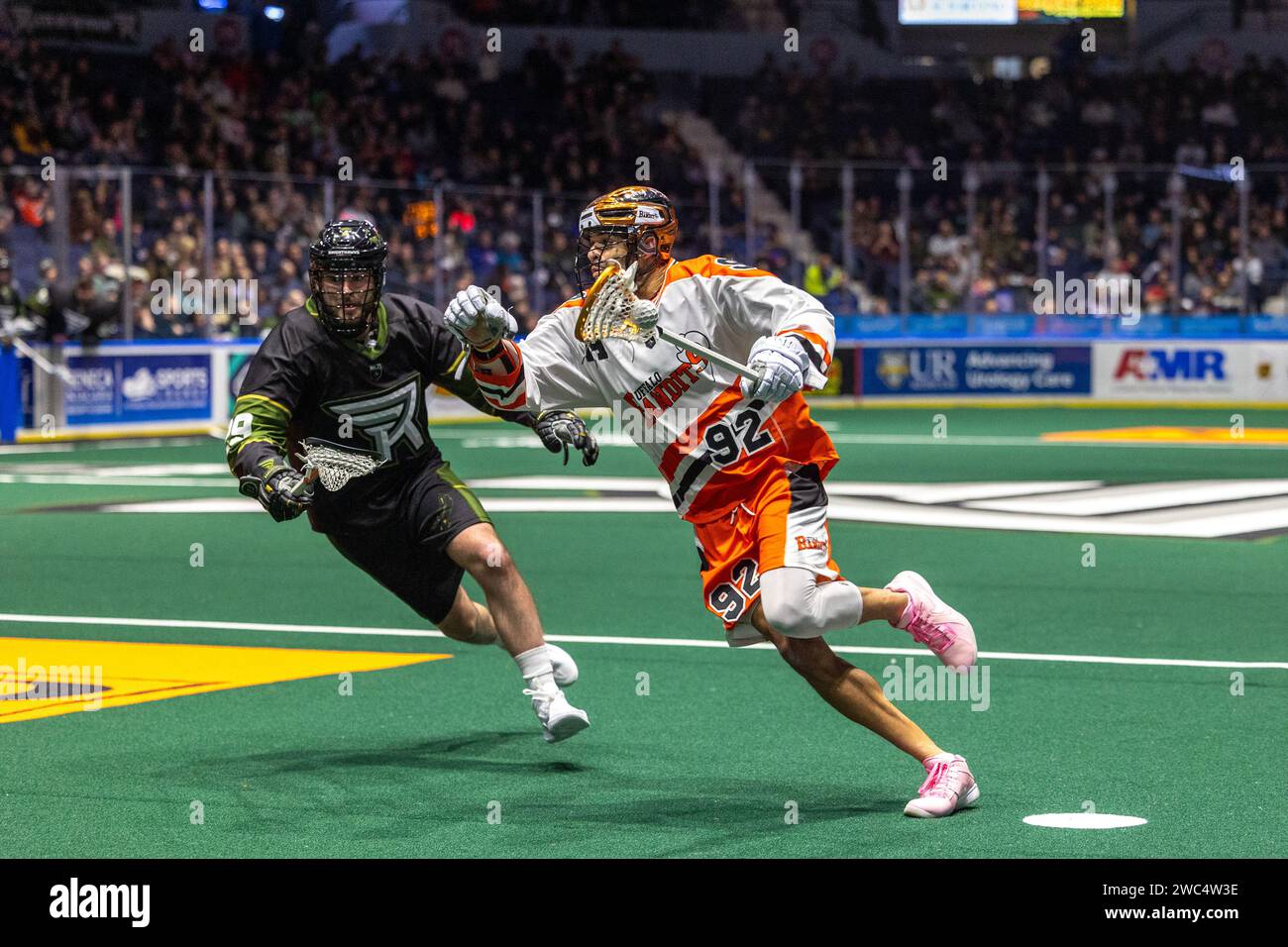 January 13th, 2024: Buffalo Bandits forward Dhane Smith (92) runs in ...