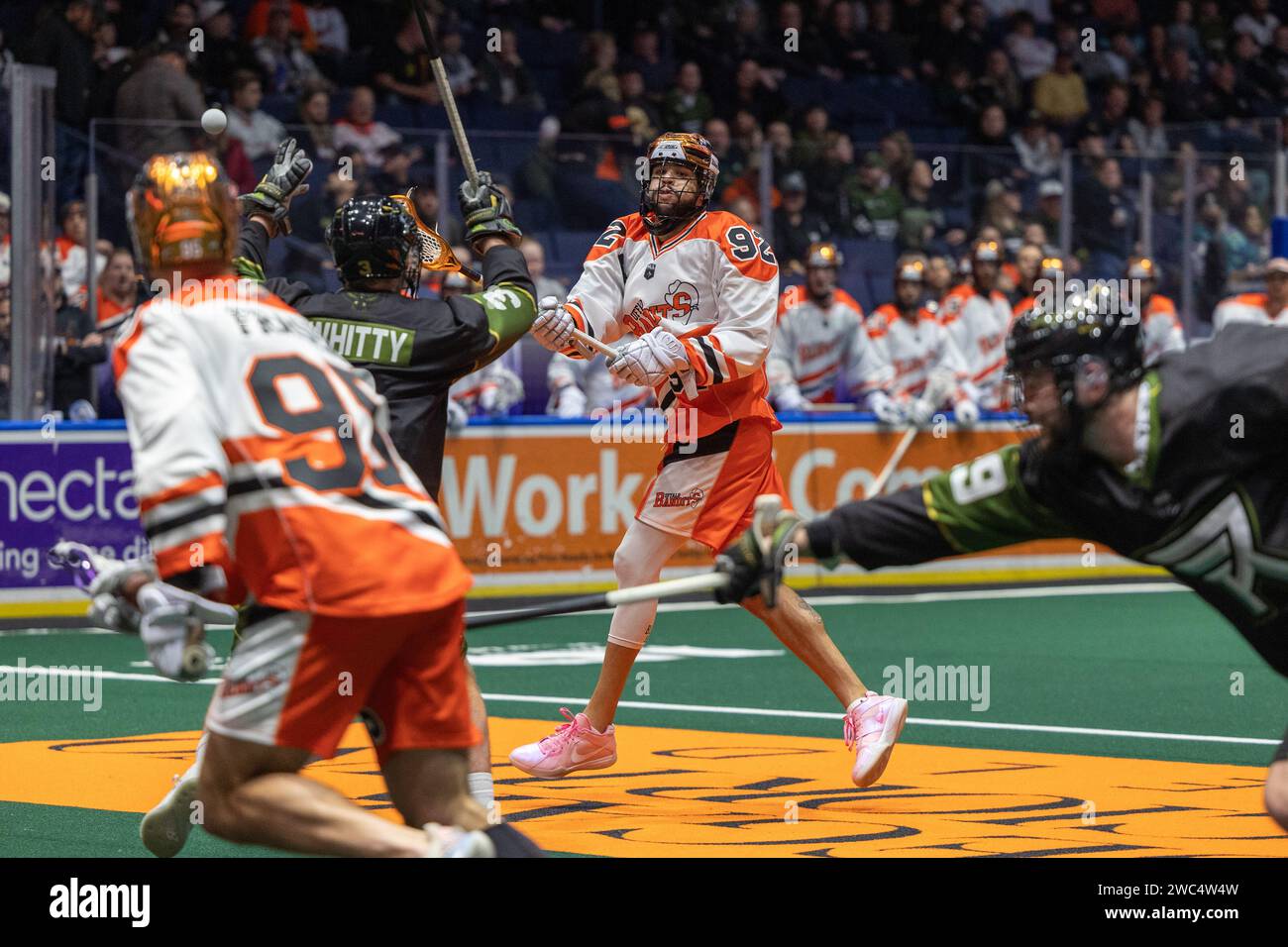 January 13th, 2024: Buffalo Bandits forward Dhane Smith (92) makes a ...