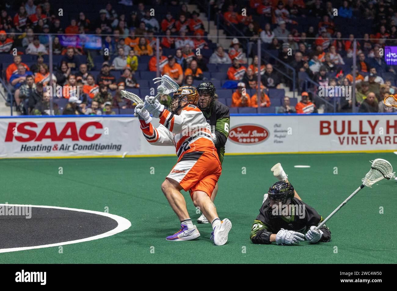 January 13th, 2024: Buffalo Bandits forward Chris Cloutier (2) runs in the fourth quarter ...