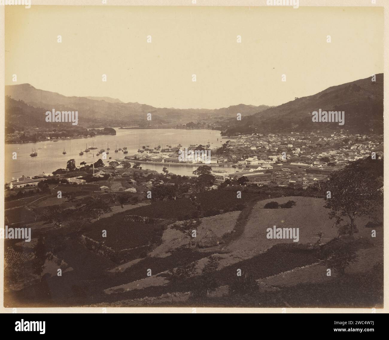 View of Deshima (center) and Nagasaki, Anonymous, c. 1865 - c. 1870 ...