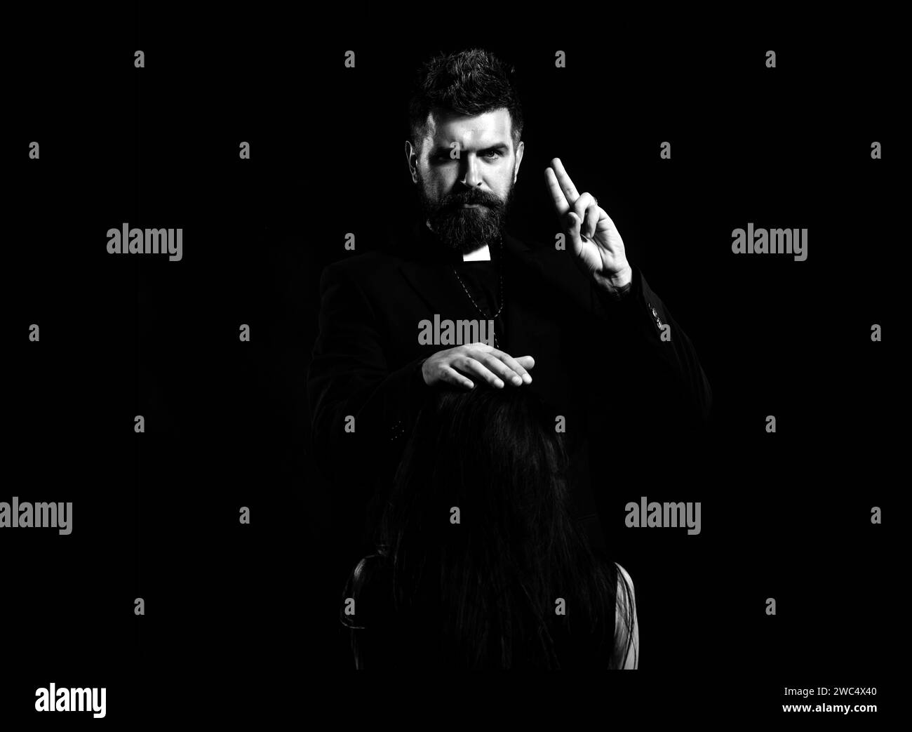 Priest with pray. Monk man oblation. Senior religion holy male with a ...