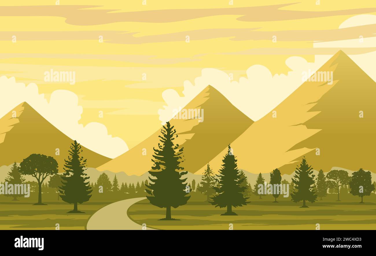 flat landscape nature view mountain illustration Stock Vector Image ...