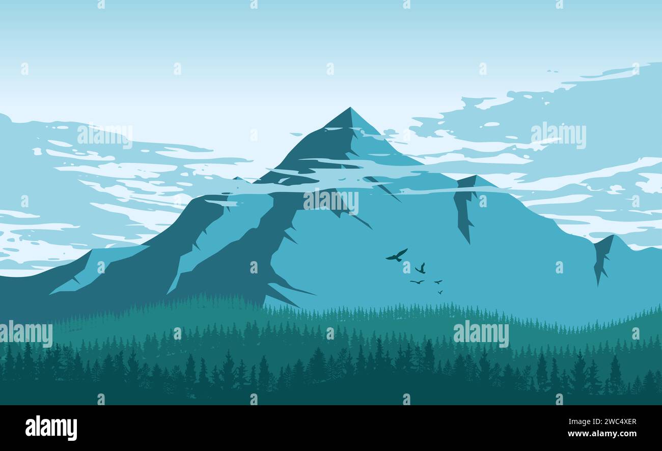 flat landscape nature view mountain illustration Stock Vector Image ...