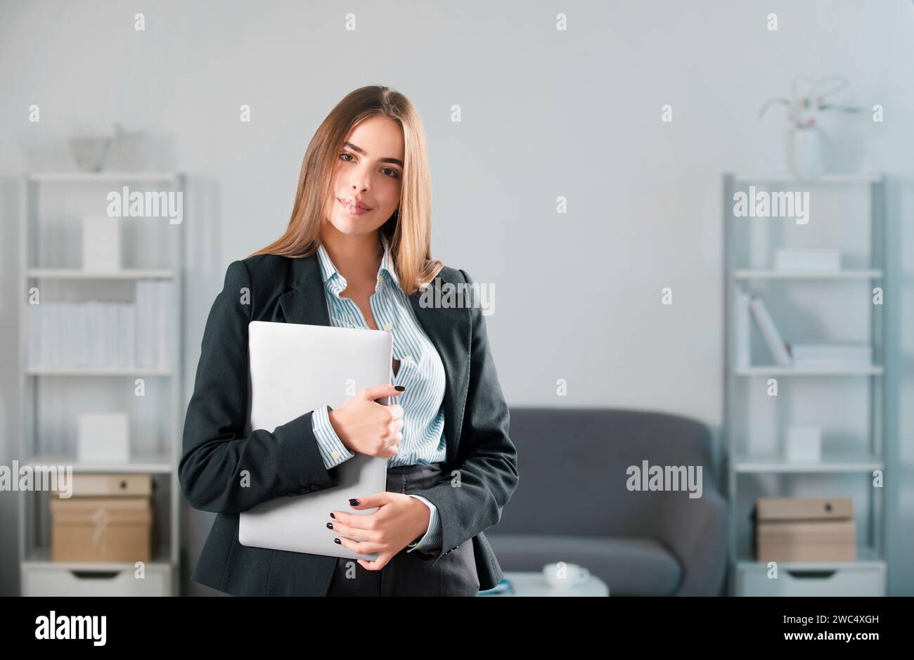 Portrait of young businesswoman accountant in formal wear at office ...