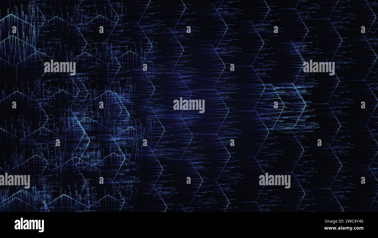 Abstract Futuristic Hexagons On A Dark Blue Background For Network Connection Computer And