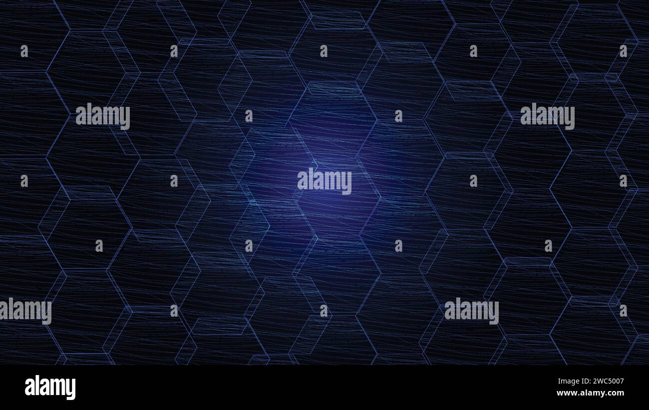 Abstract Futuristic Hexagons On A Dark Blue Background For Network Connection Computer And